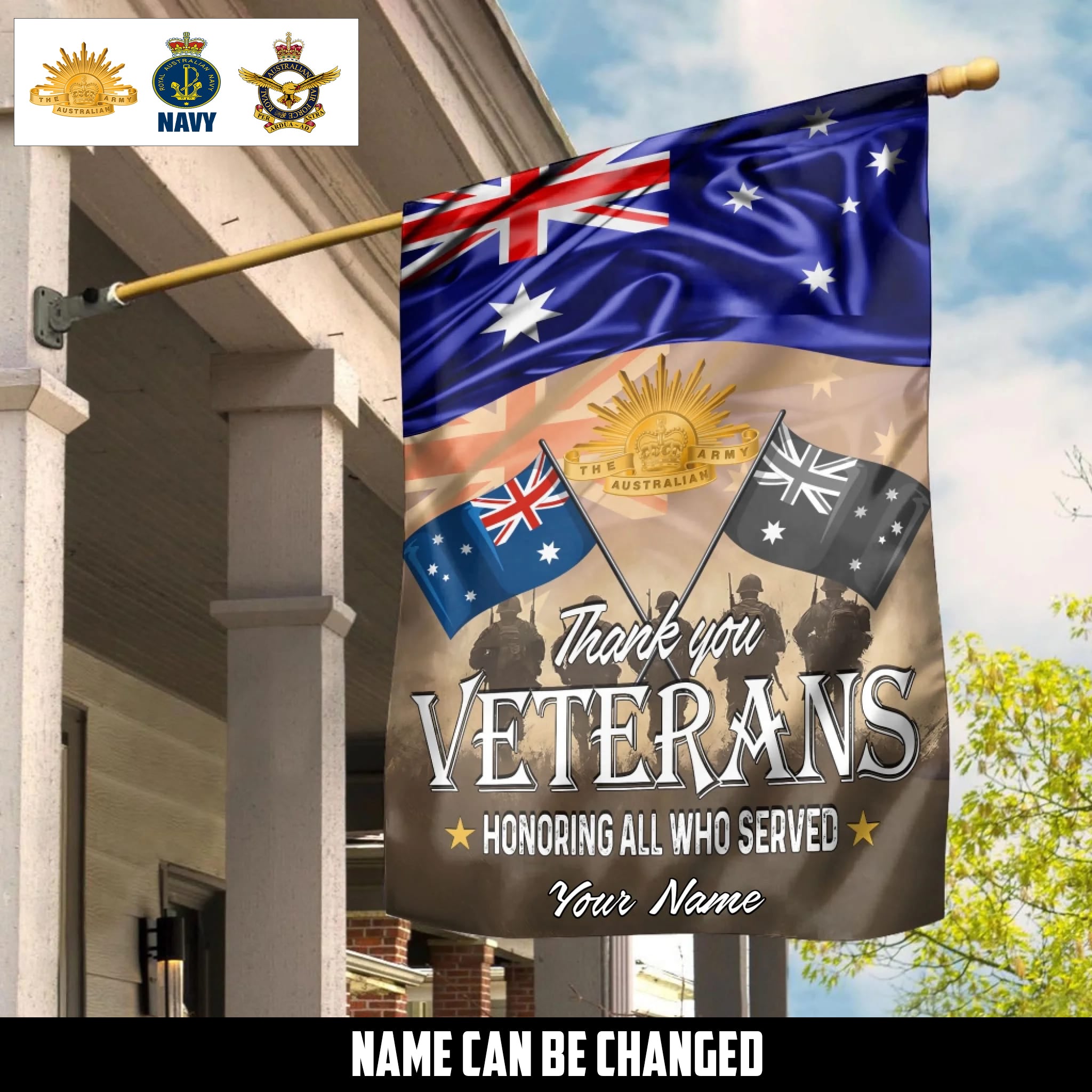 Personalized Australian Solider/ Veteran Camo With Name House Flag 3D ...