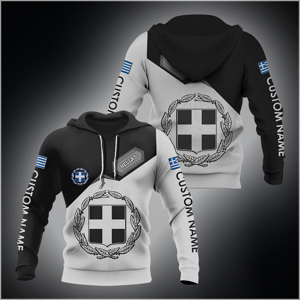 Custom Name Coat Of Arms Hellas - Black And White Unisex Adult Shirts – Amazing Customize