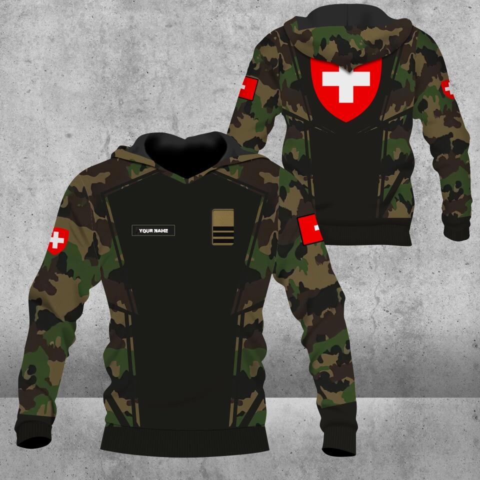 Personalized Swiss Soldier/ Veteran Camo With Name And Rank Hoodie 3D ...