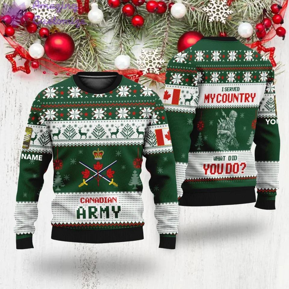 Personalized Canada Soldier/Veteran Camo with Name And Rank Sweater Al ...