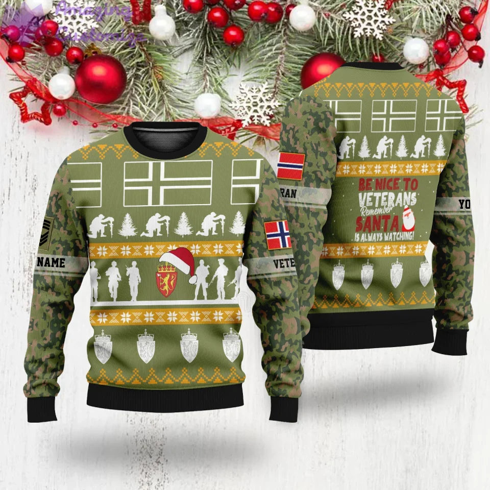 Personalized Norway Soldier/Veteran Camo with Rank And Name Sweater Al ...