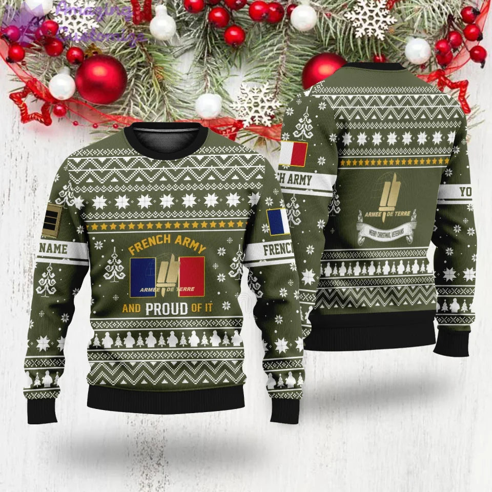 Personalized France Soldier/Veteran Camo with Rank And Name Sweater Al ...