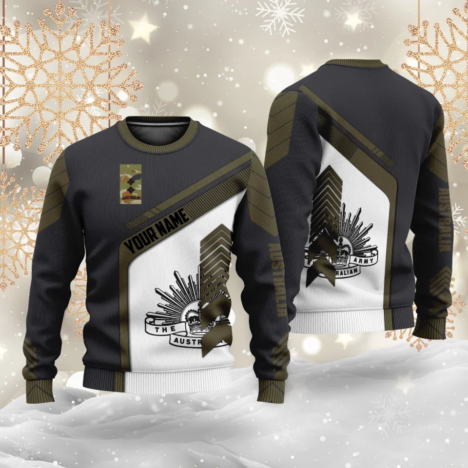 Personalized Australia Soldier/Veteran Camo with Name And Rank Sweater ...