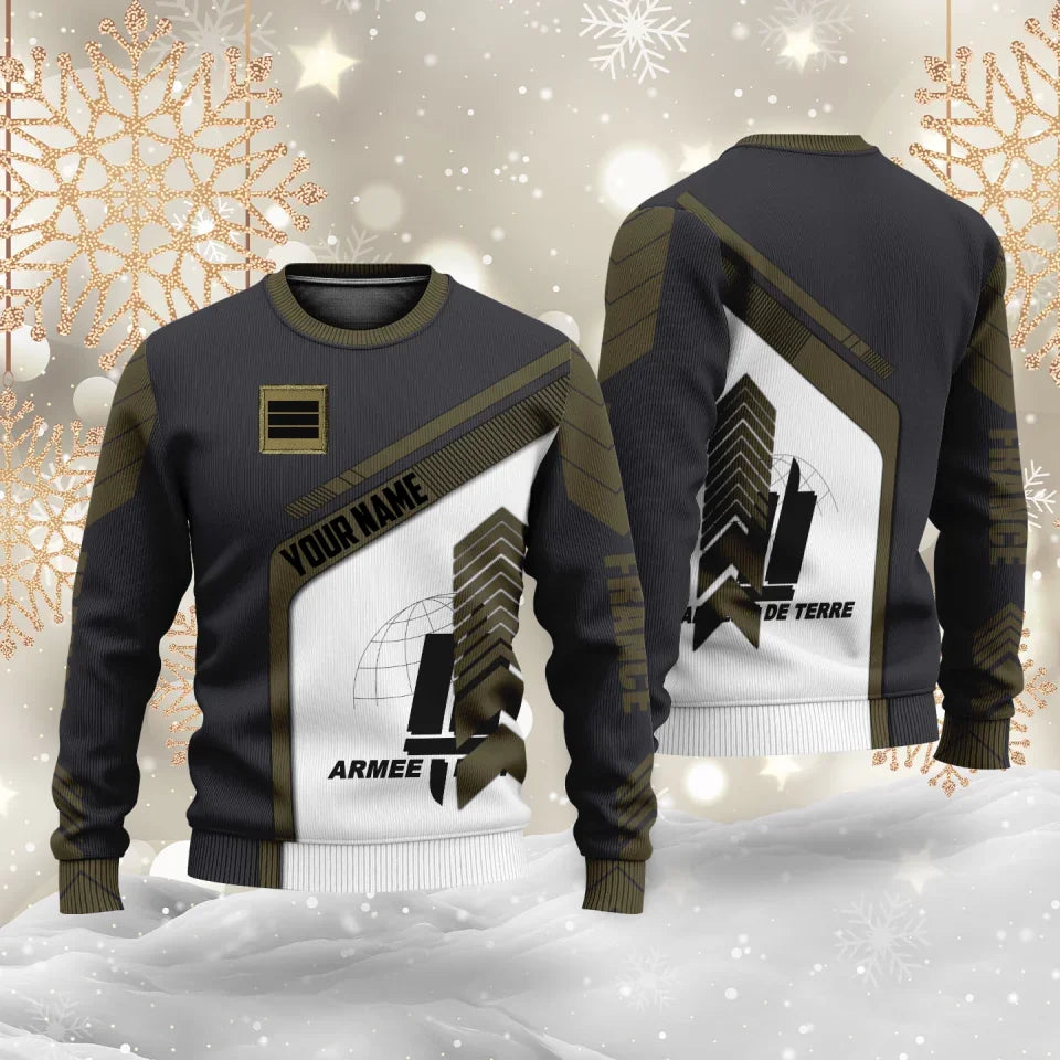 Personalized France Soldier/Veteran Camo with Name And Rank Sweater Al ...