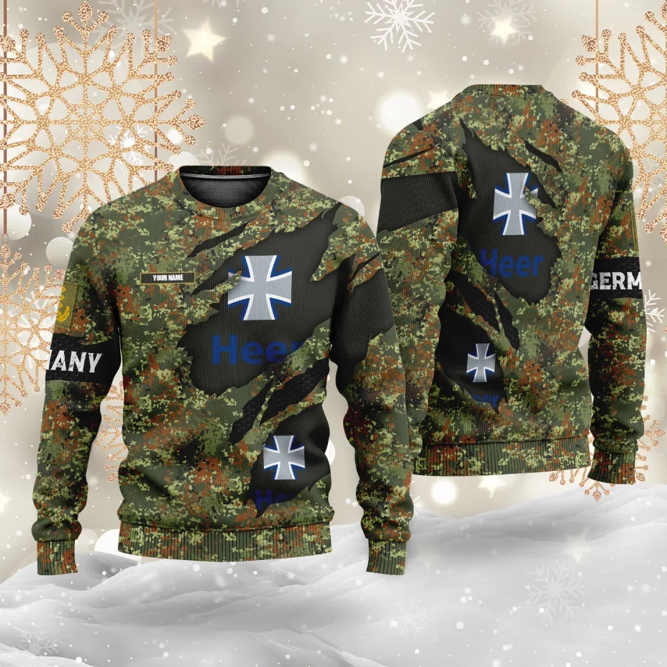Personalized Germany Soldier/Veteran Camo with Name And Rank Sweater A ...