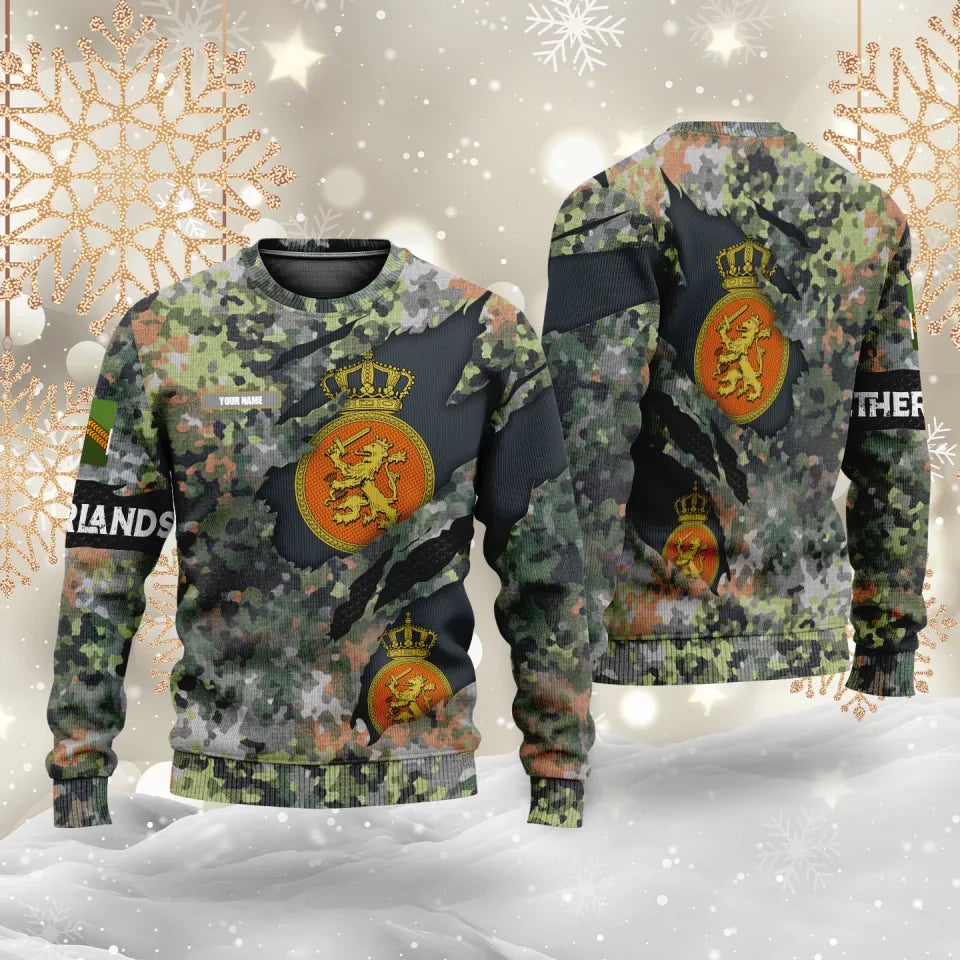 Personalized Netherlands Soldier/Veteran Camo with Name And Rank Sweat ...