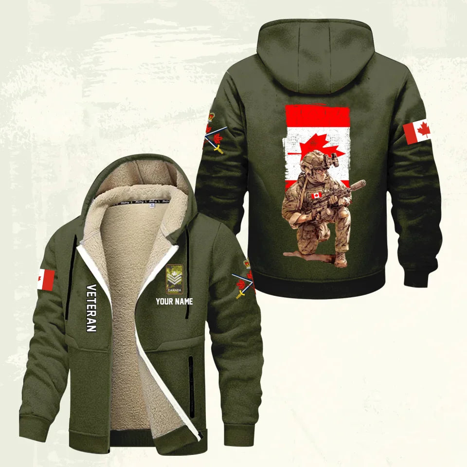 Personalized Canada Soldier/ Veteran With Name And Rank Hoodie Zip Vel ...