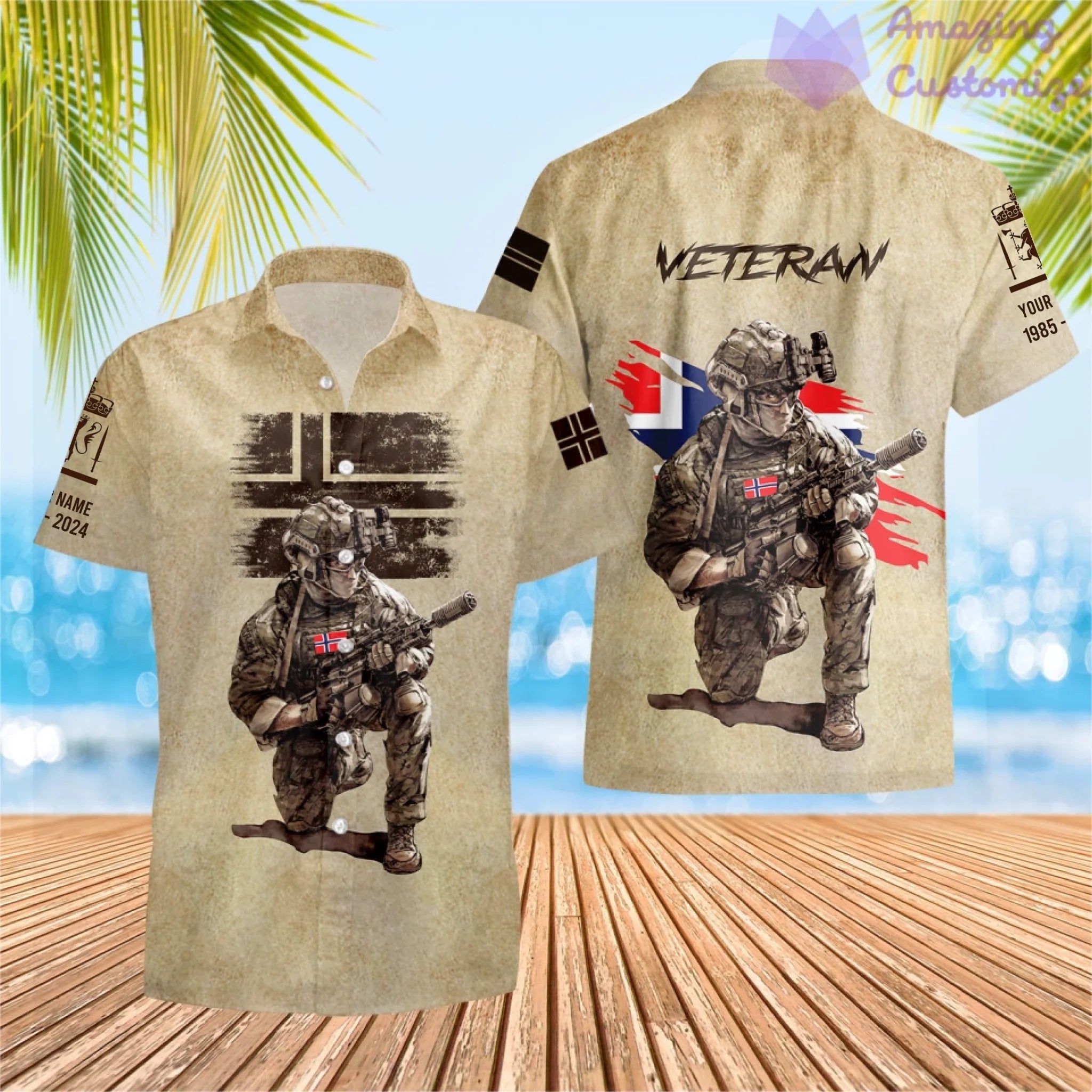 Personalized Norway Soldier/Veteran with Name, Year and Rank Hawaii Al ...