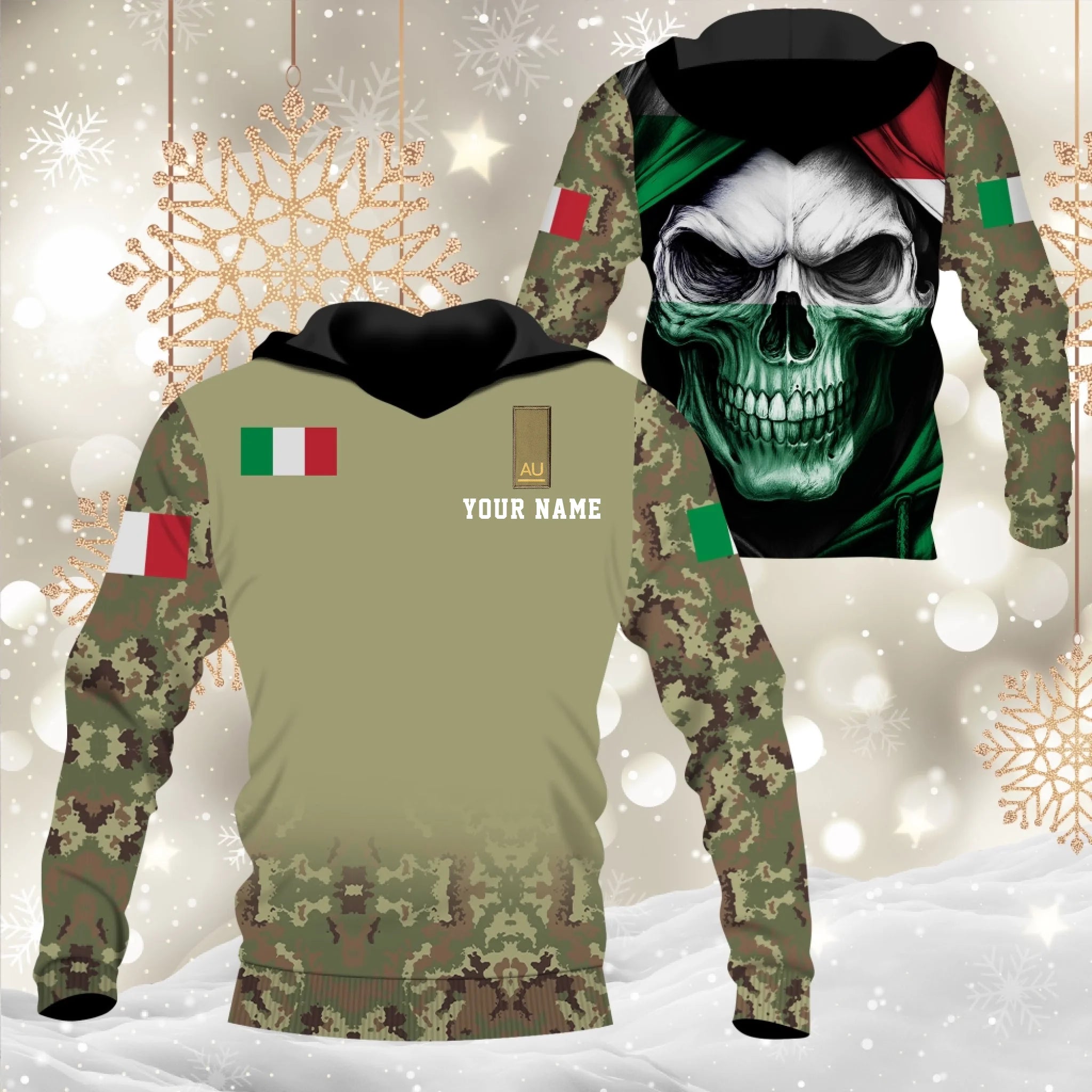 Personalized Italy Soldier/Veteran Camo with Name and Rank Hoodie All ...