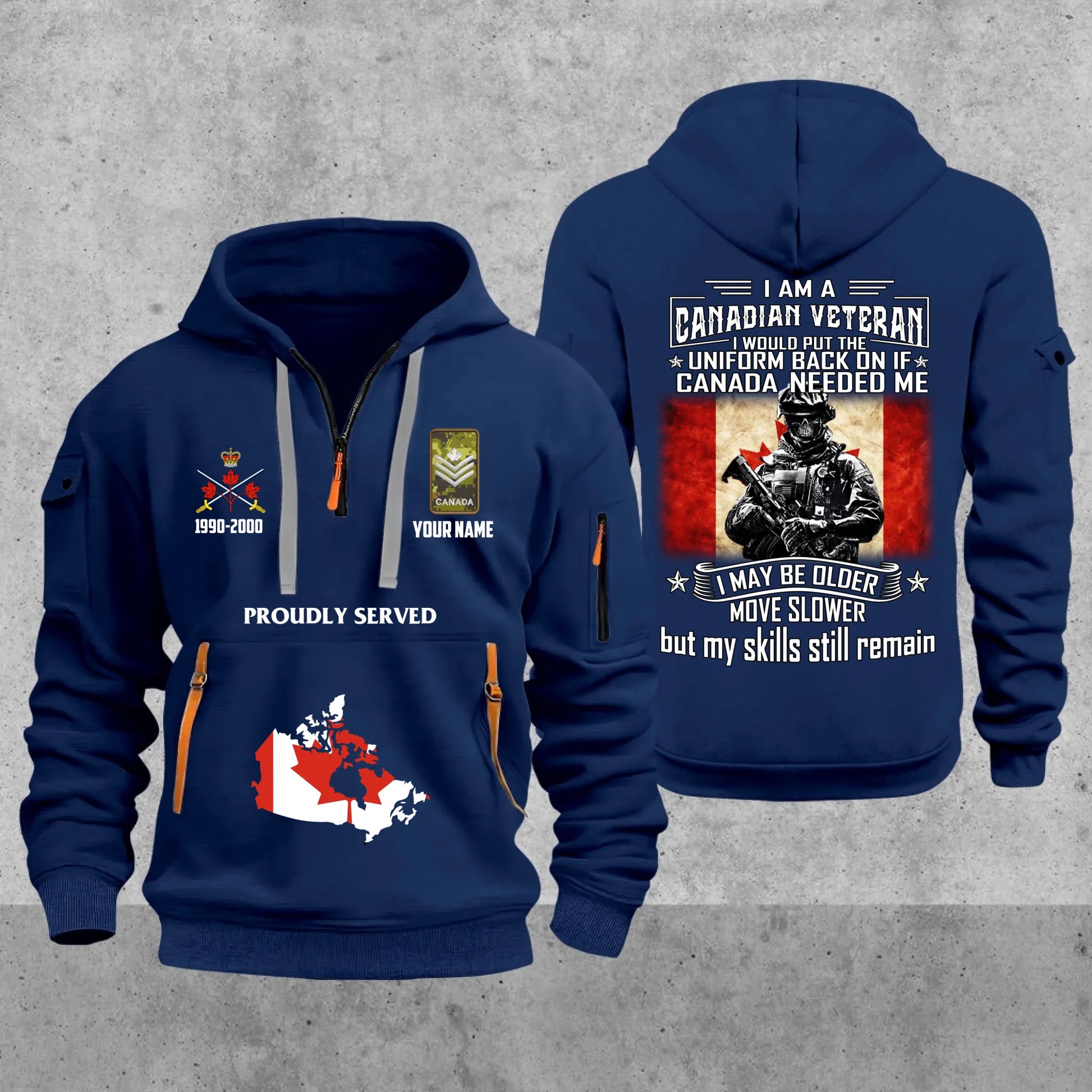 Personalized Canada Soldier/ Veteran With Name, Year And Rank Zip Hood ...