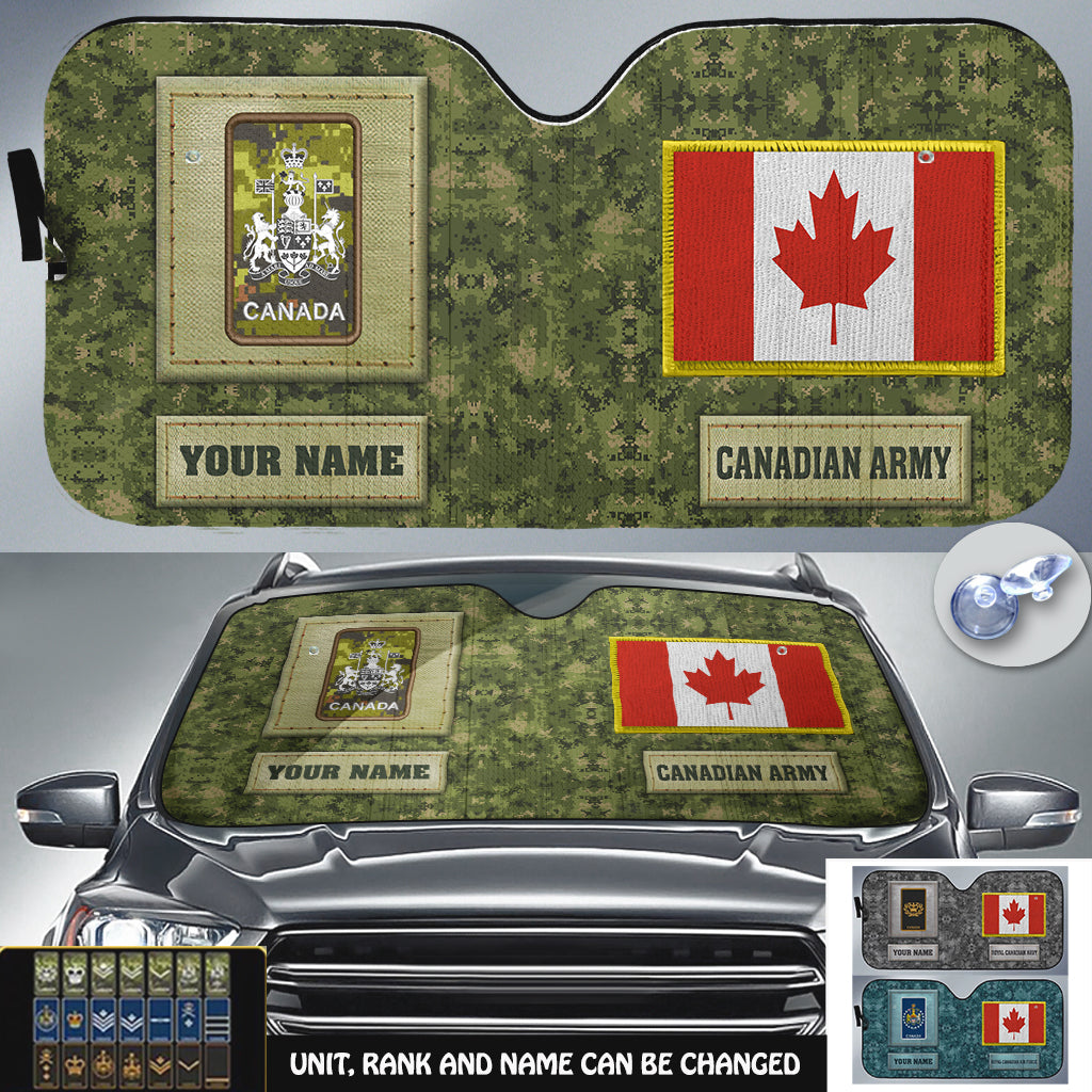 Personalized Canada Soldier/Veteran Camo With Name And Rank Auto Sun S ...