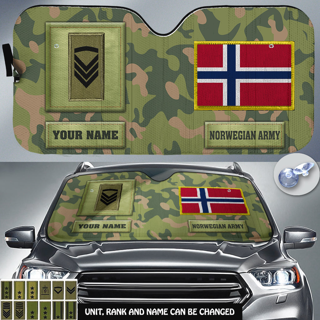 Personalized Norway Soldier/Veteran Camo With Name And Rank Auto Sun S ...