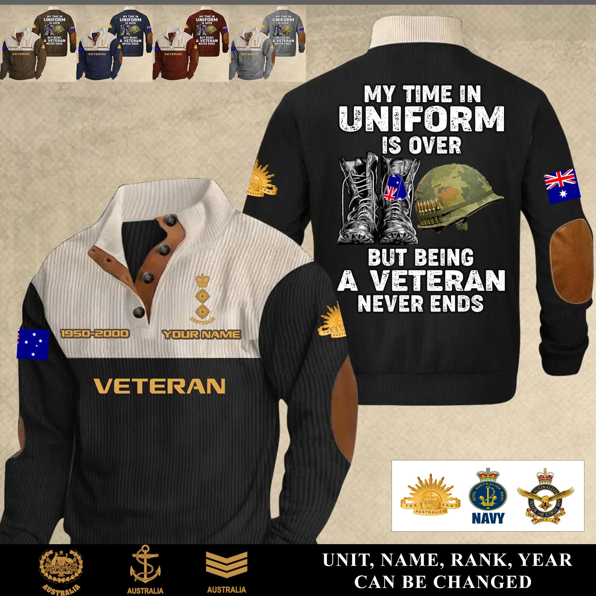 Personalized Australia Soldier/ Veteran With Name, Year And Rank Sport ...