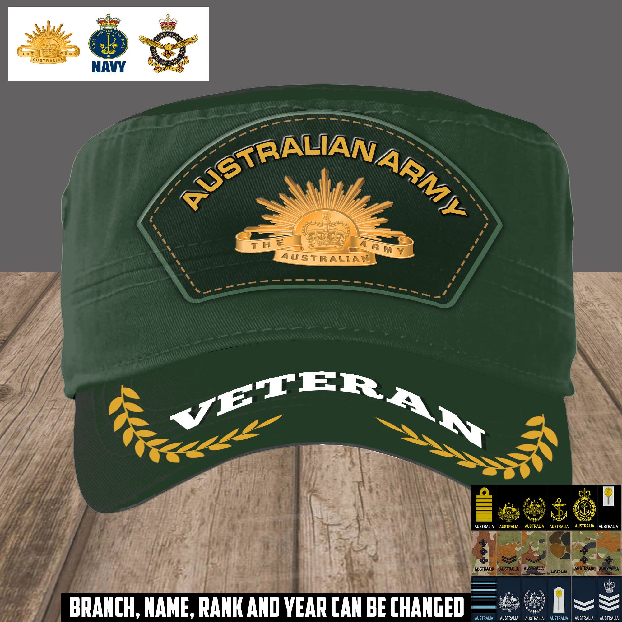Personalized Australia Soldier/ Veteran With Name, Year And Rank Milit ...