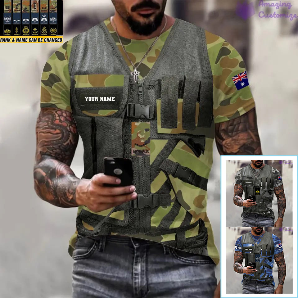 Personalized Australia Soldier/ Veteran Camo With Name And Rank T-shir ...