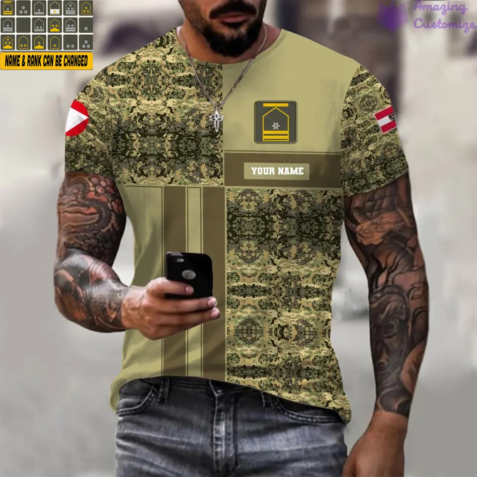 Personalized Austria Soldier/Veteran with Name and Rank T-shirt All Ov ...