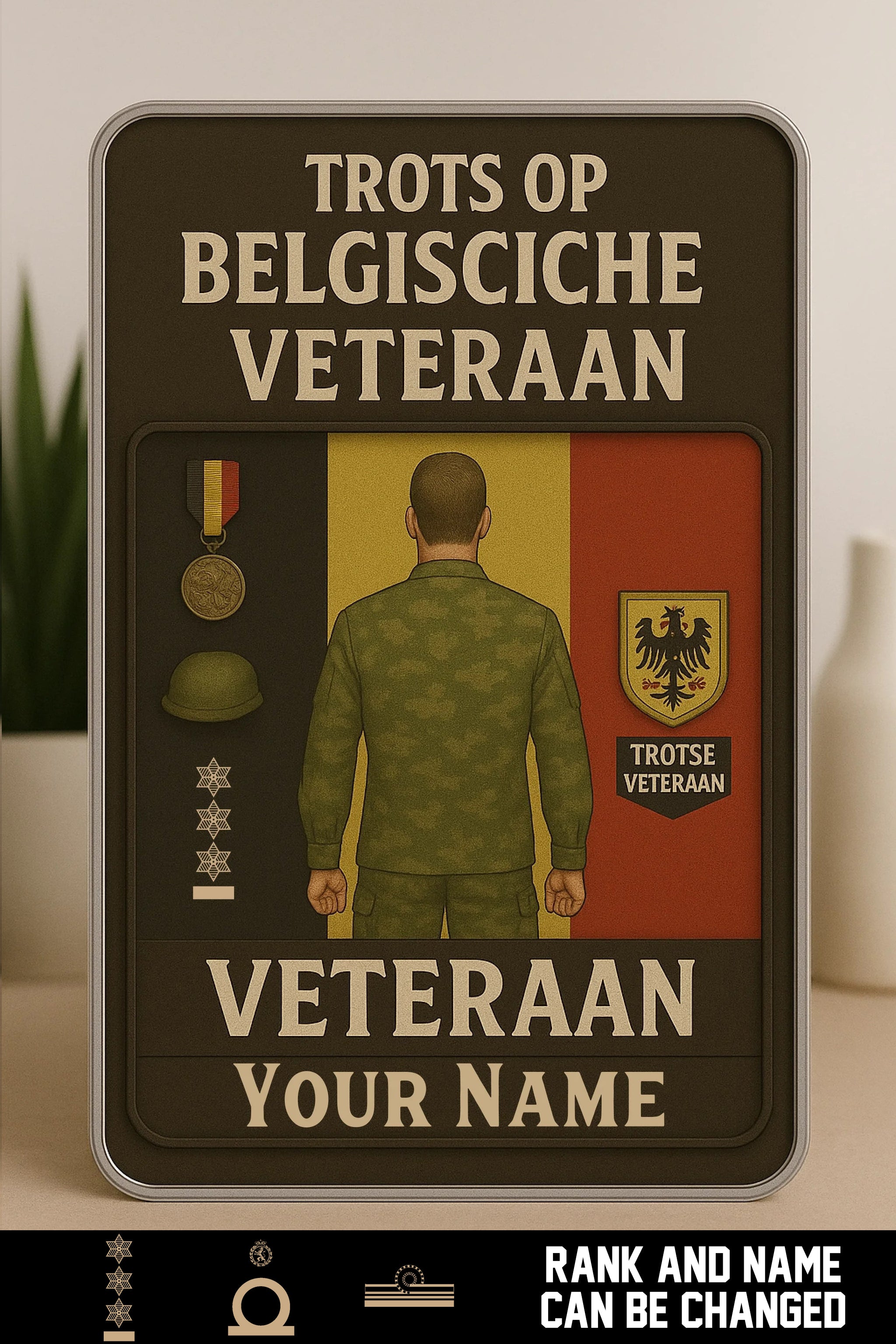 Personalized Belgium Soldier/ Veteran With Rank And Name Custom Shape ...