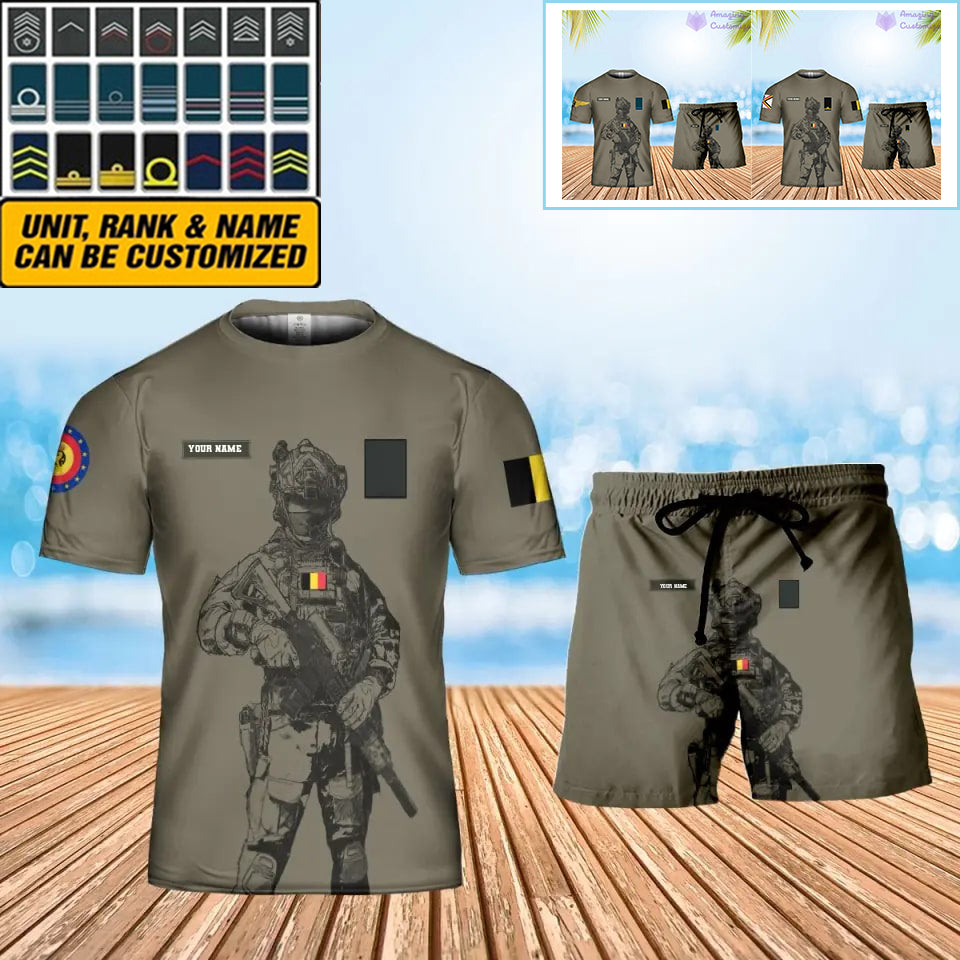 Personalized Belgium Soldier/ Veteran Camo With Name And Rank Combo T ...