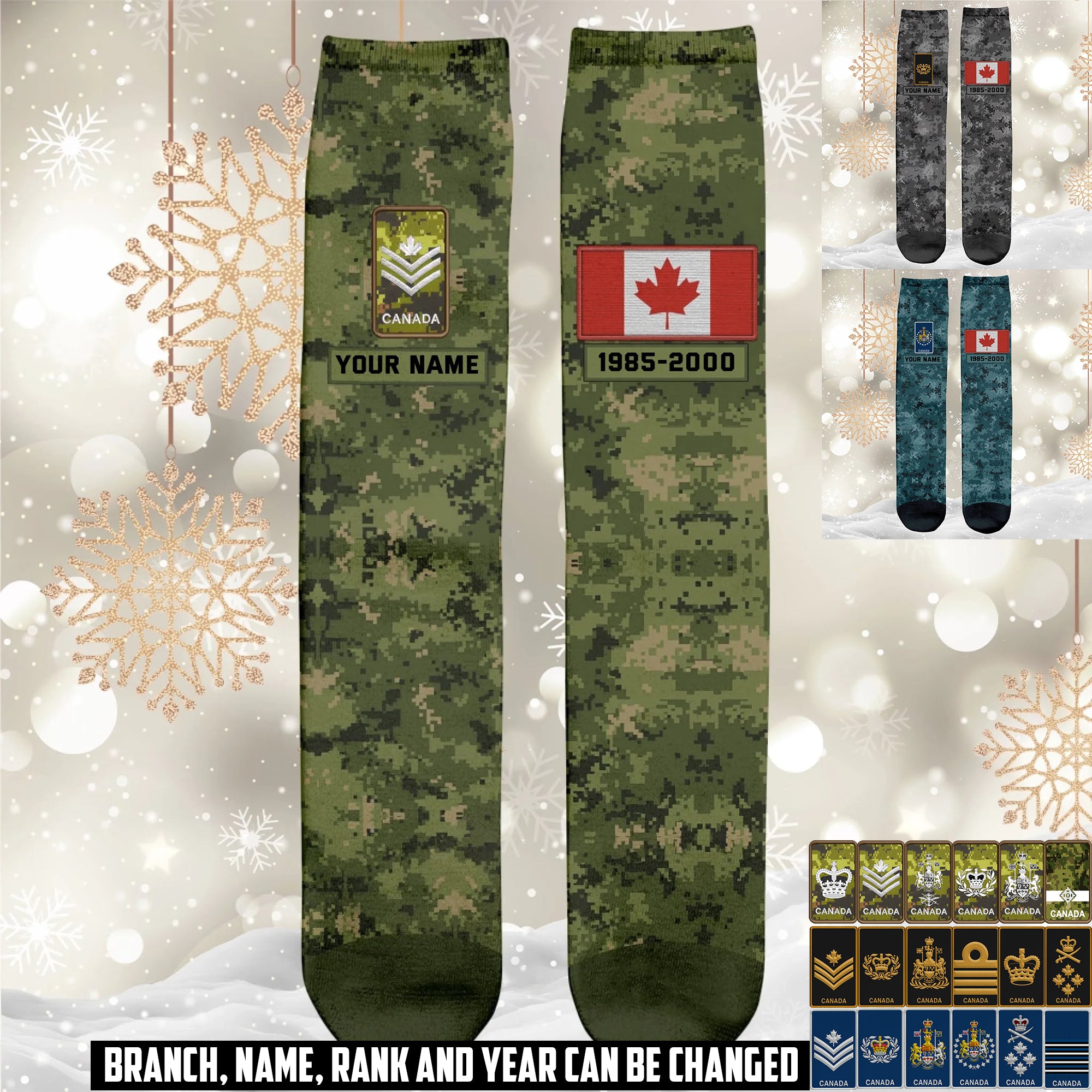 Personalized Canada Soldier/ Veteran With Name And Rank Socks - 175919 ...