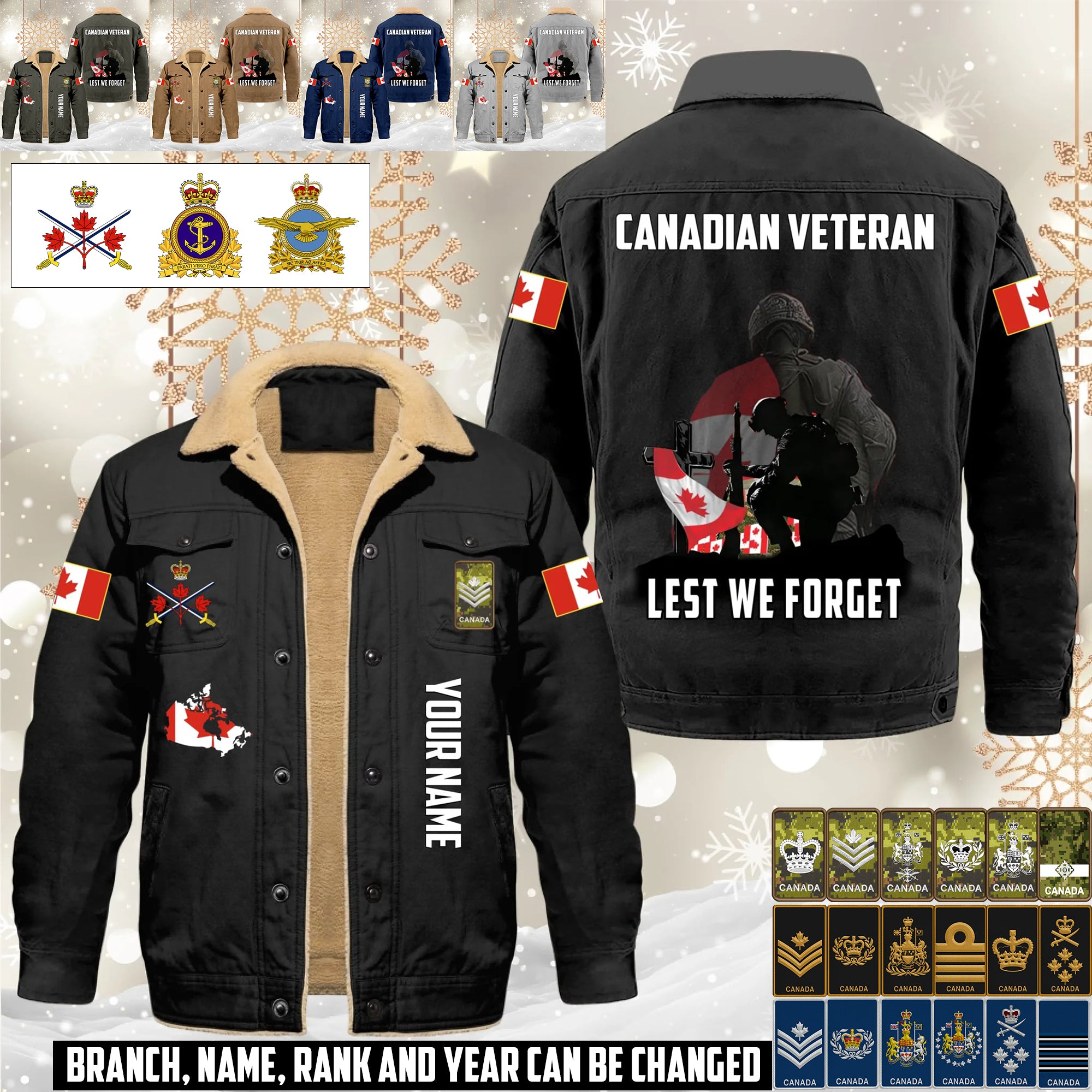Personalized Canada Soldier/ Veteran With Name And Rank Cargo Fleece J ...