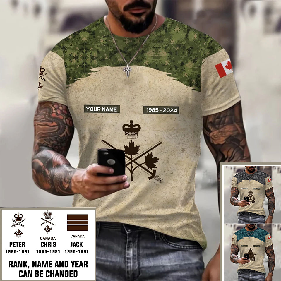 Personalized Canada Soldier/Veteran Camo with Name, Year and Rank T-Sh ...
