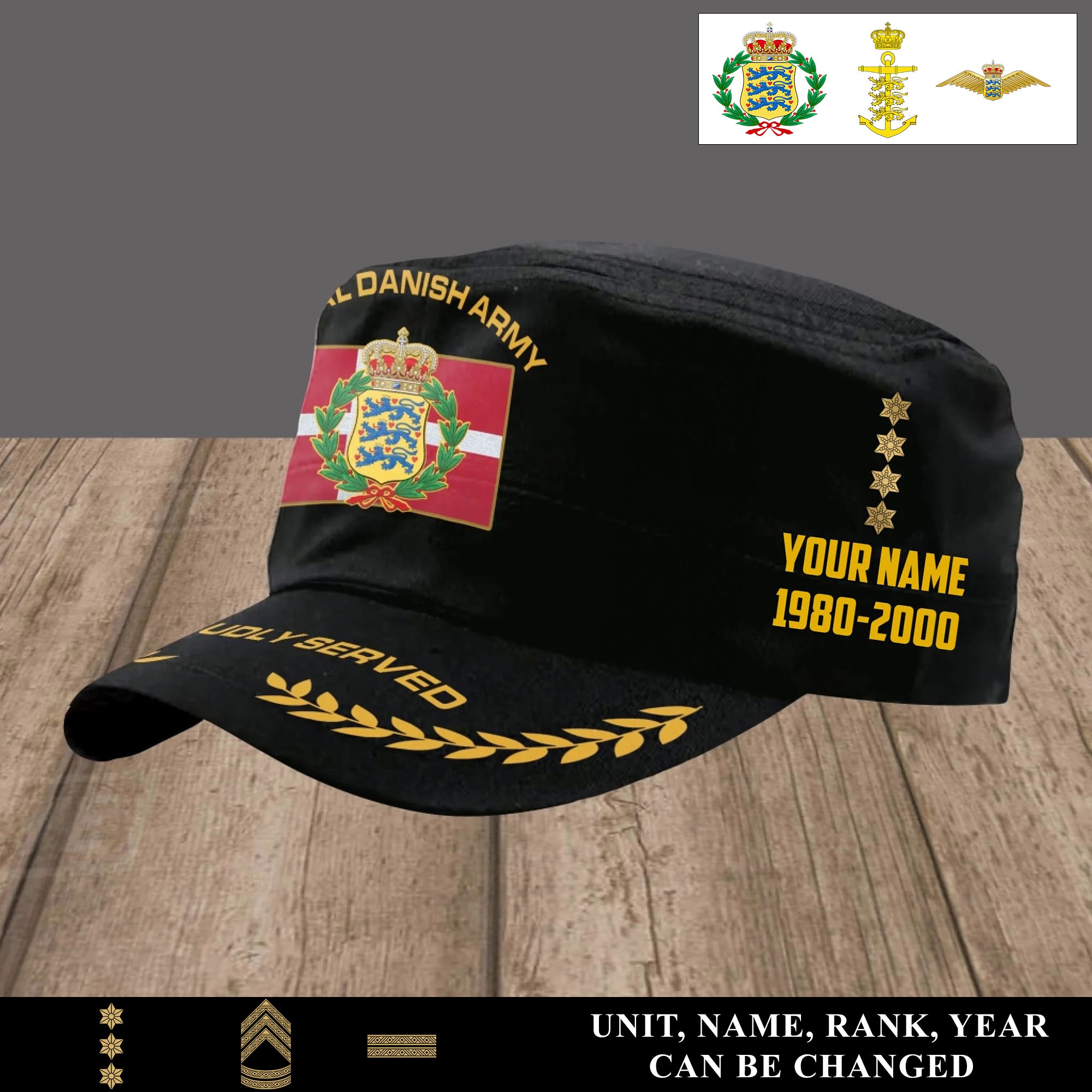 Personalized Denmark Soldier/ Veteran With Name, Year And Rank Militar ...