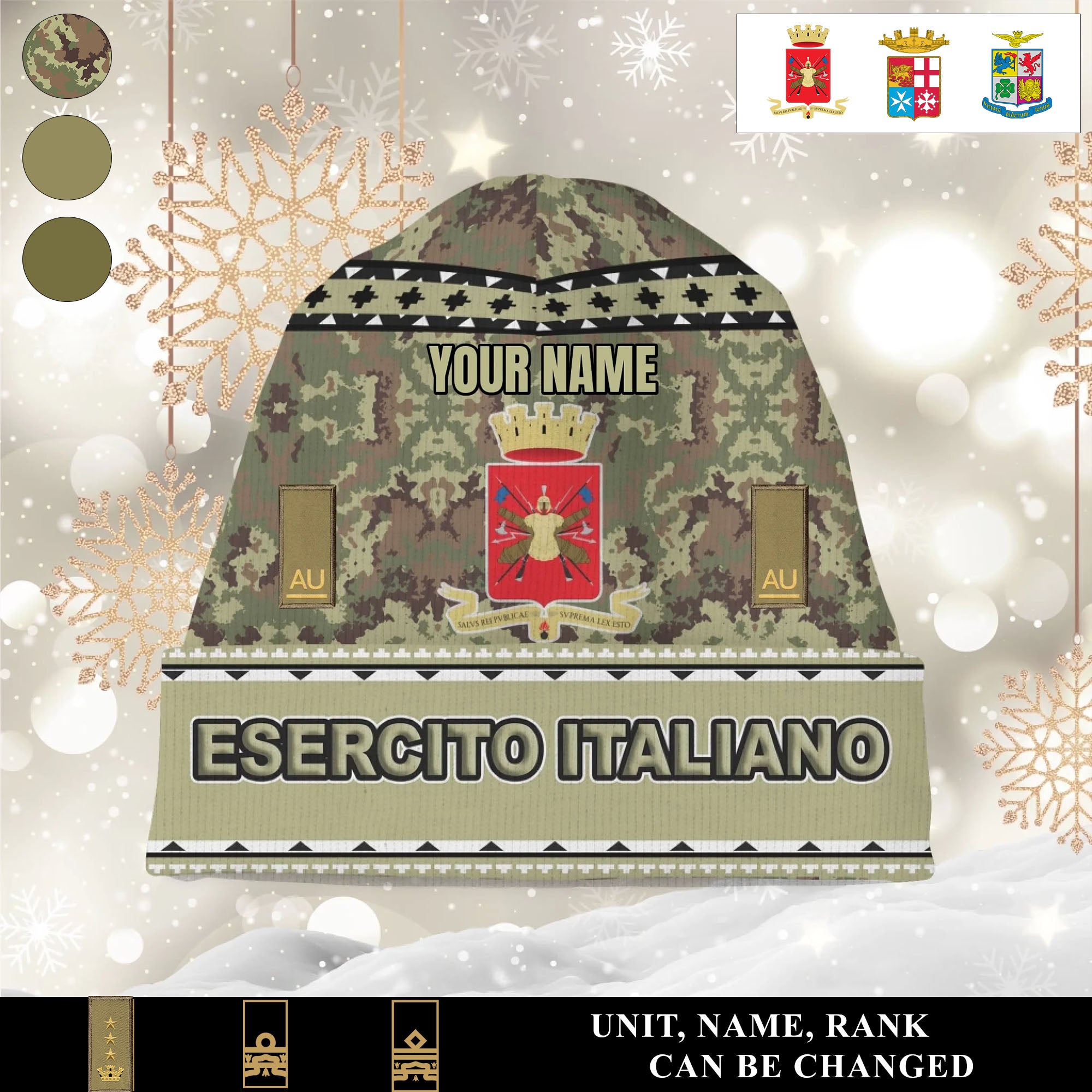 Personalized Italy Soldier/Veteran Camo with Rank And Name Beanie Hat ...