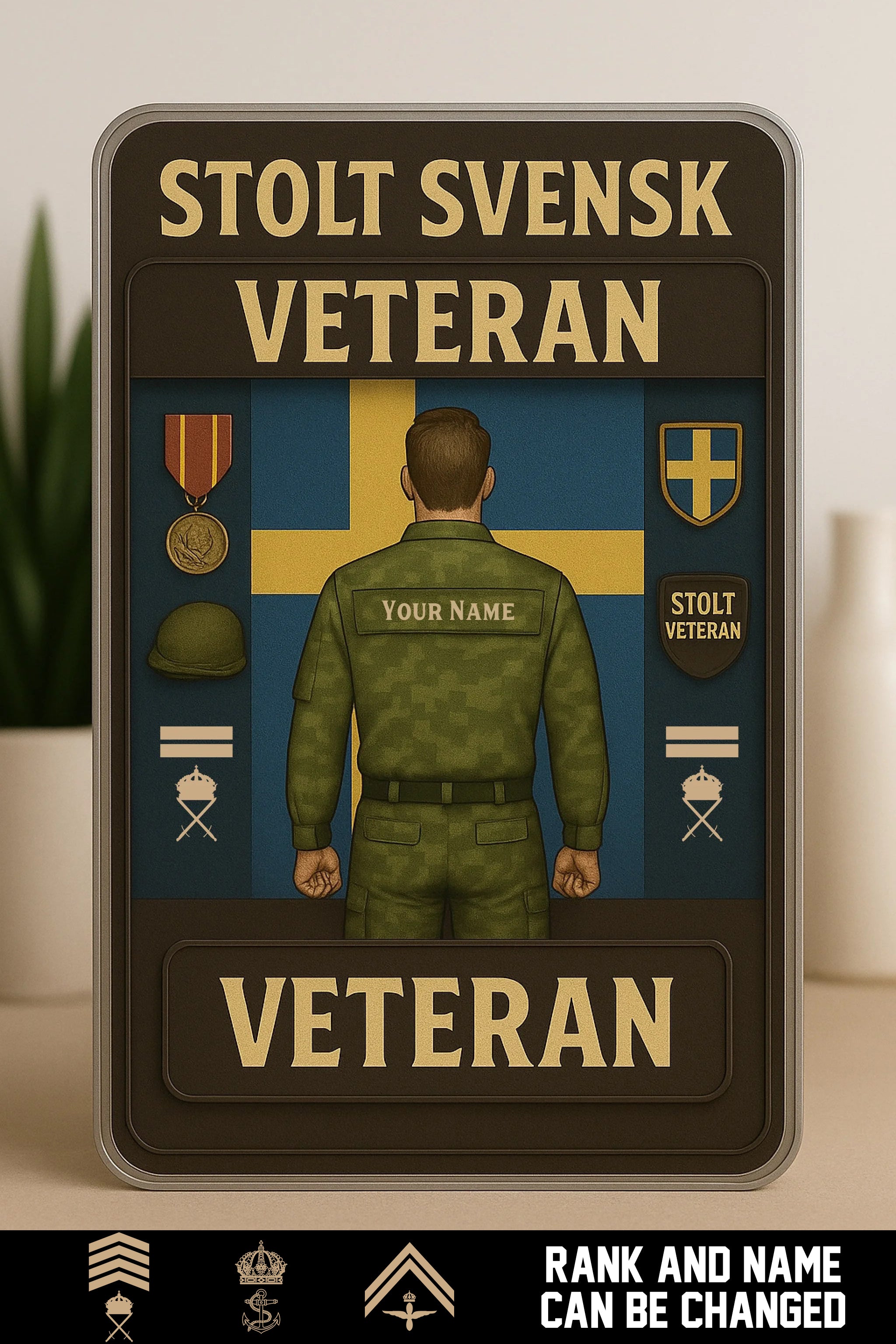 Personalized Sweden Soldier/ Veteran With Rank And Name Custom Shape A ...