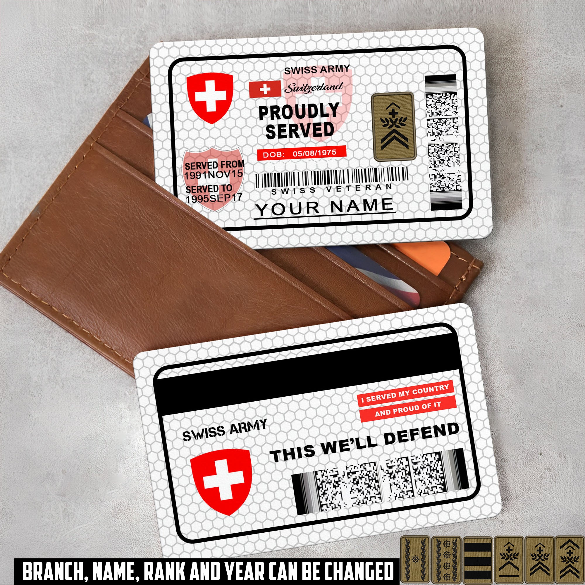 Personalized Swiss Soldier/ Veteran With Rank, Name And Year Aluminum ...