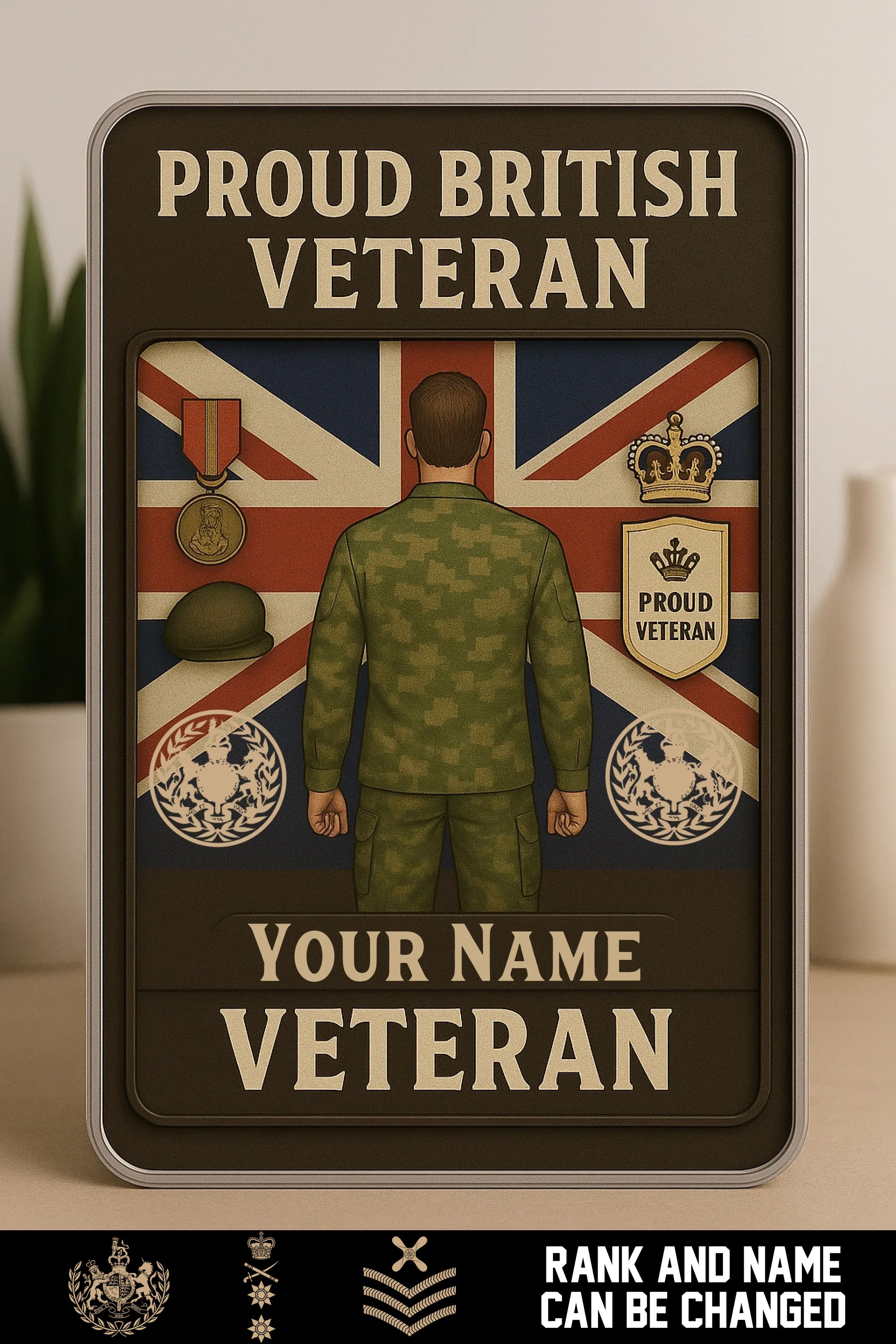 Personalized UK Soldier/ Veteran With Rank And Name Custom Shape Acryl ...