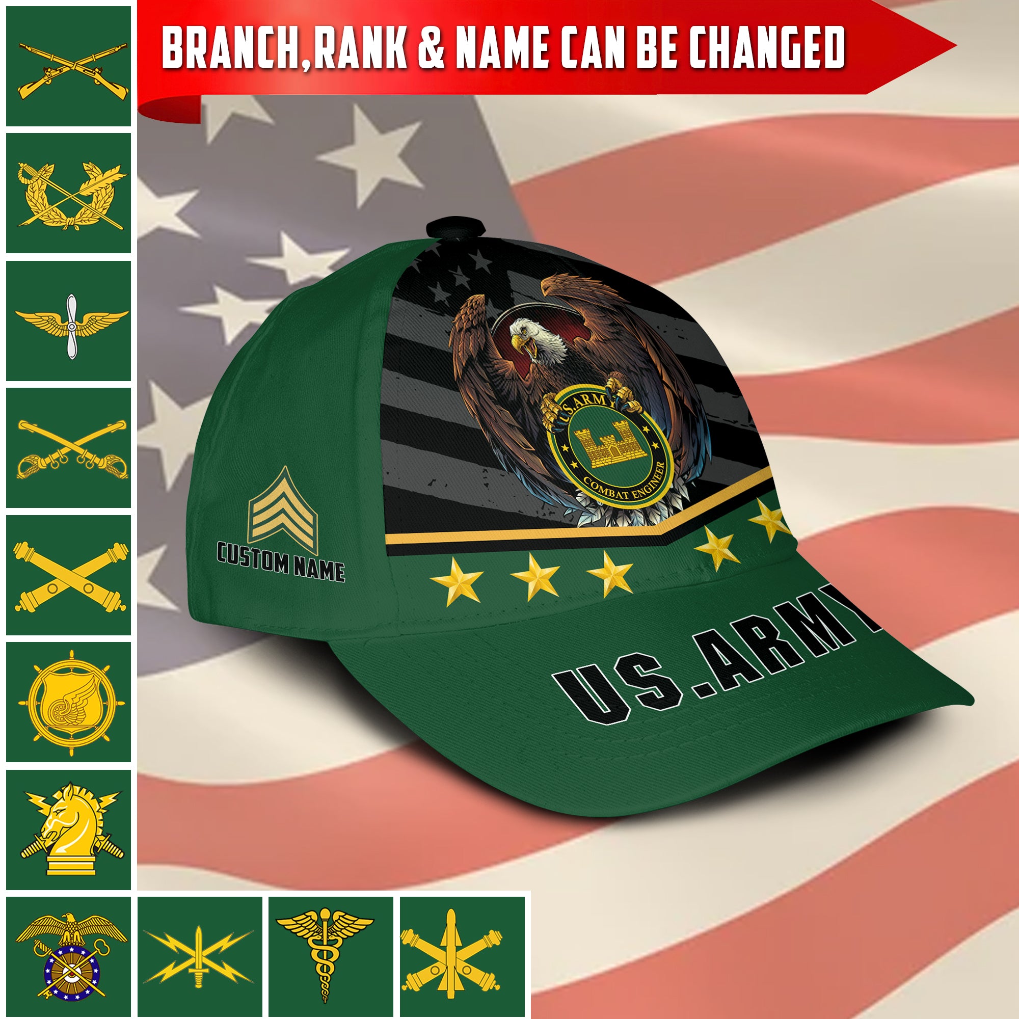 US Military – Army Branch All Over Print Cap – Amazing Customize