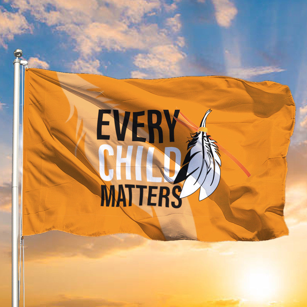Feather Every Child Matters Flag Movement Orange Day Indigenous Mercha ...