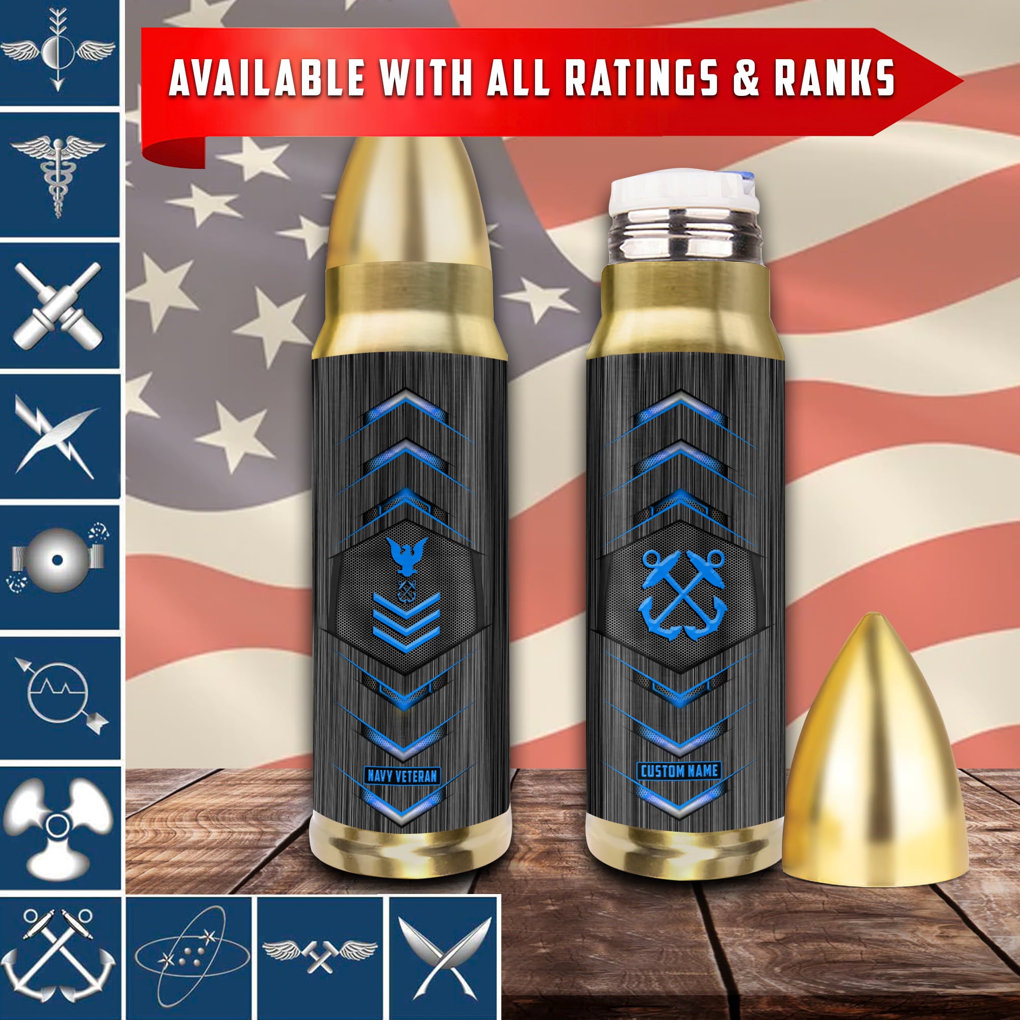 US Military – Navy Rating – Bullet Tumbler – Amazing Customize